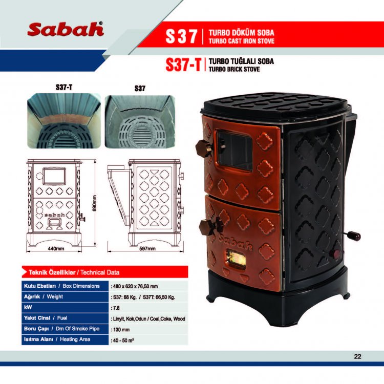 S37 TURBO CAST IRON STOVE